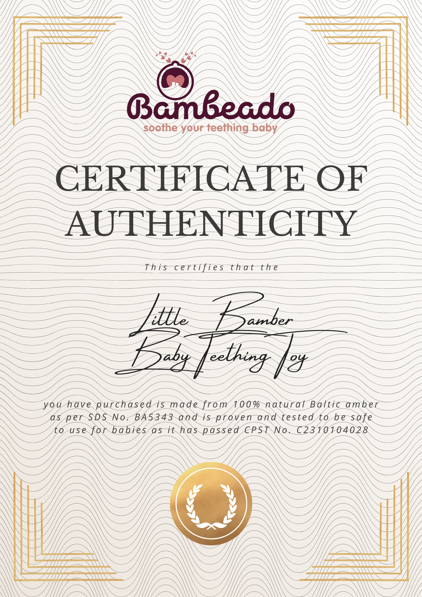 The Little Bamber - Natural Rubber & Baltic Amber Teething Toy – Bambeado