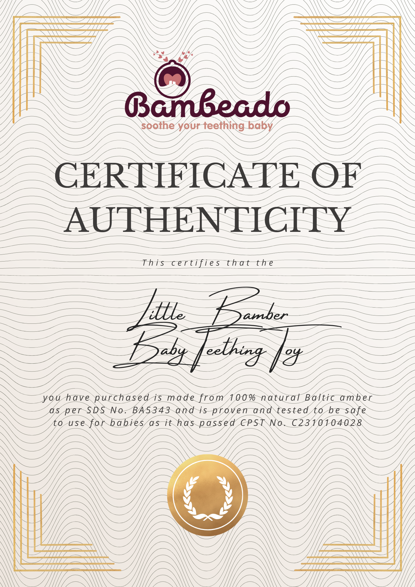 The Little Bamber - Natural Rubber & Baltic Amber Teething Toy – Bambeado
