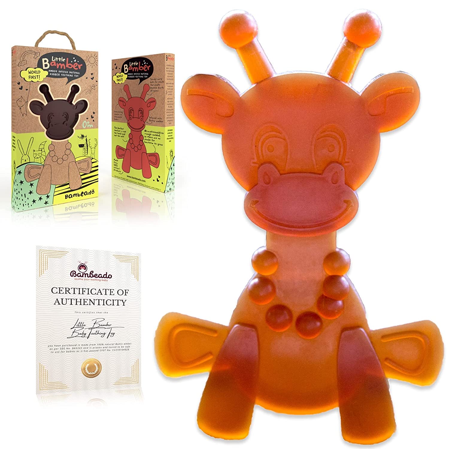 The Little Bamber - Natural Rubber & Baltic Amber Teething Toy – Bambeado